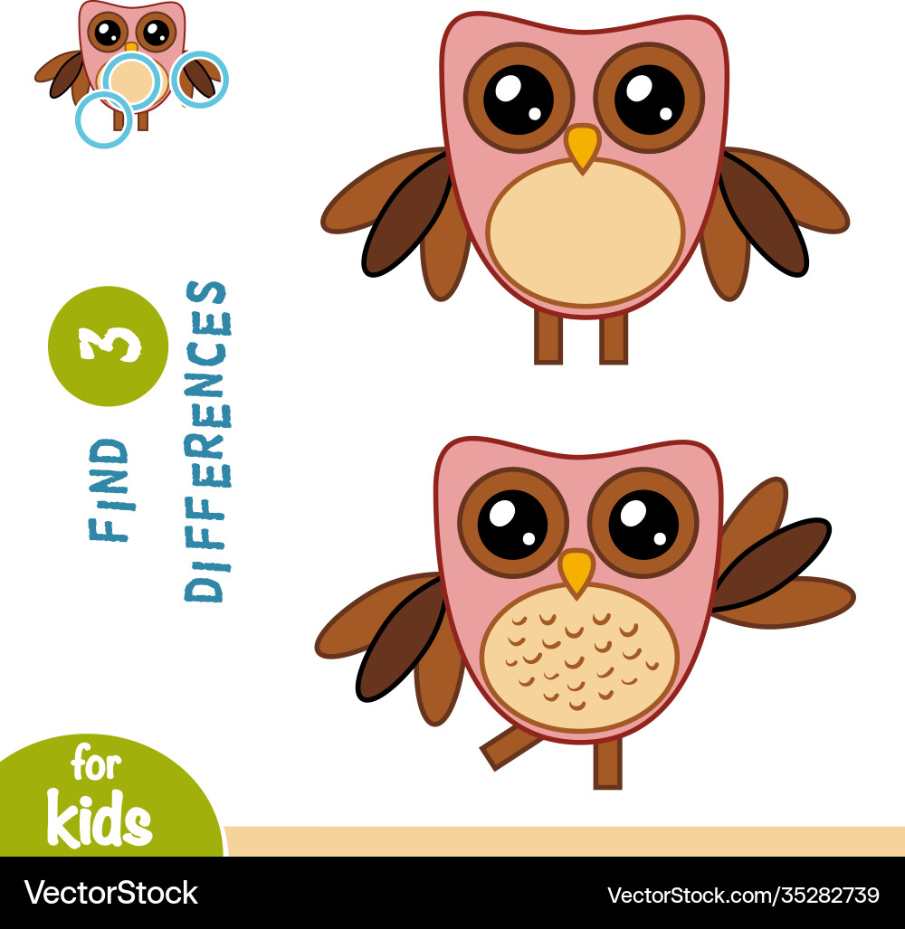 Find differences owl Royalty Free Vector Image