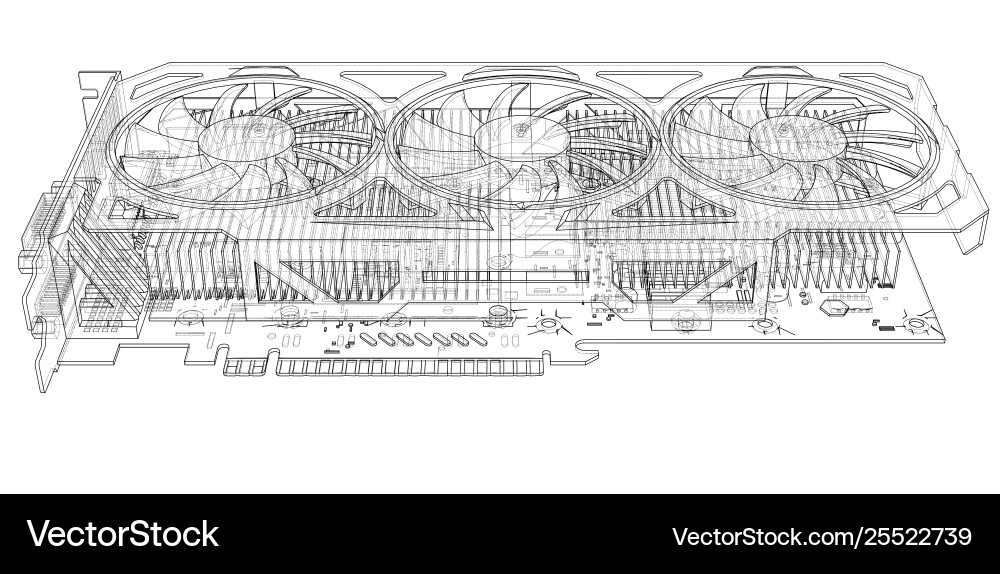 Gpu card outline Royalty Free Vector Image - VectorStock