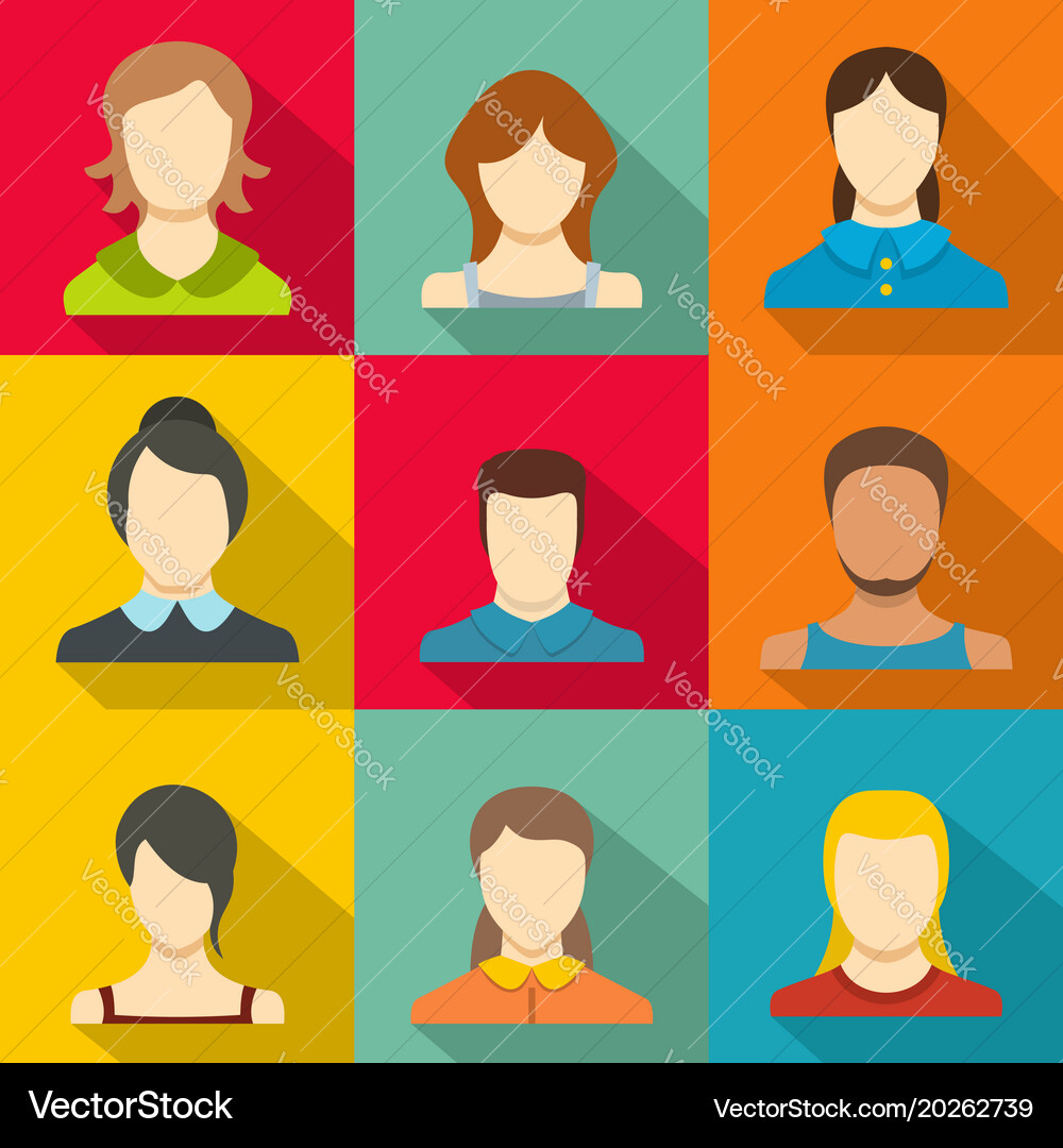 Imposture icons set flat style Royalty Free Vector Image