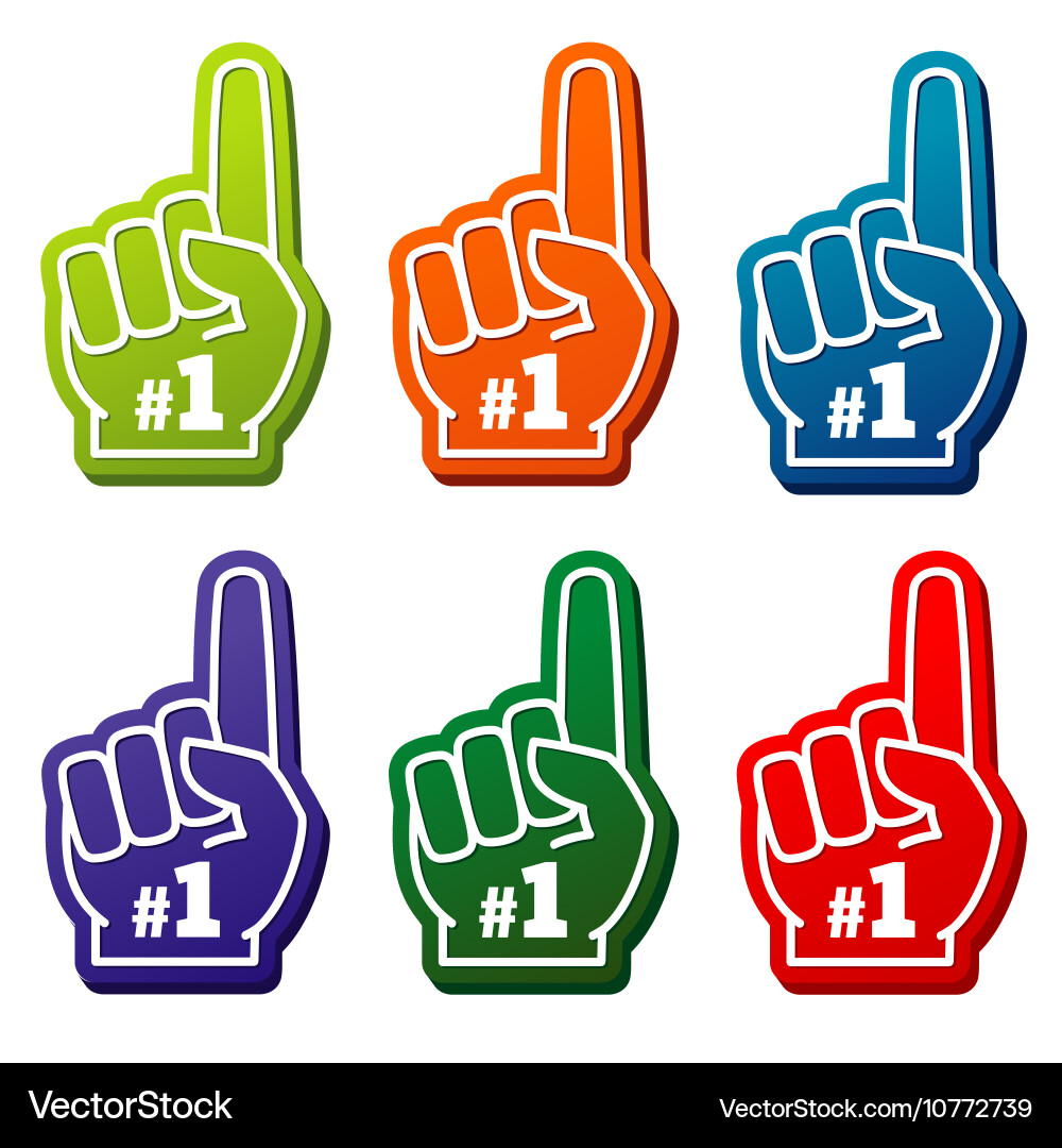 Multi colored number 1 foam fingers icons Vector Image