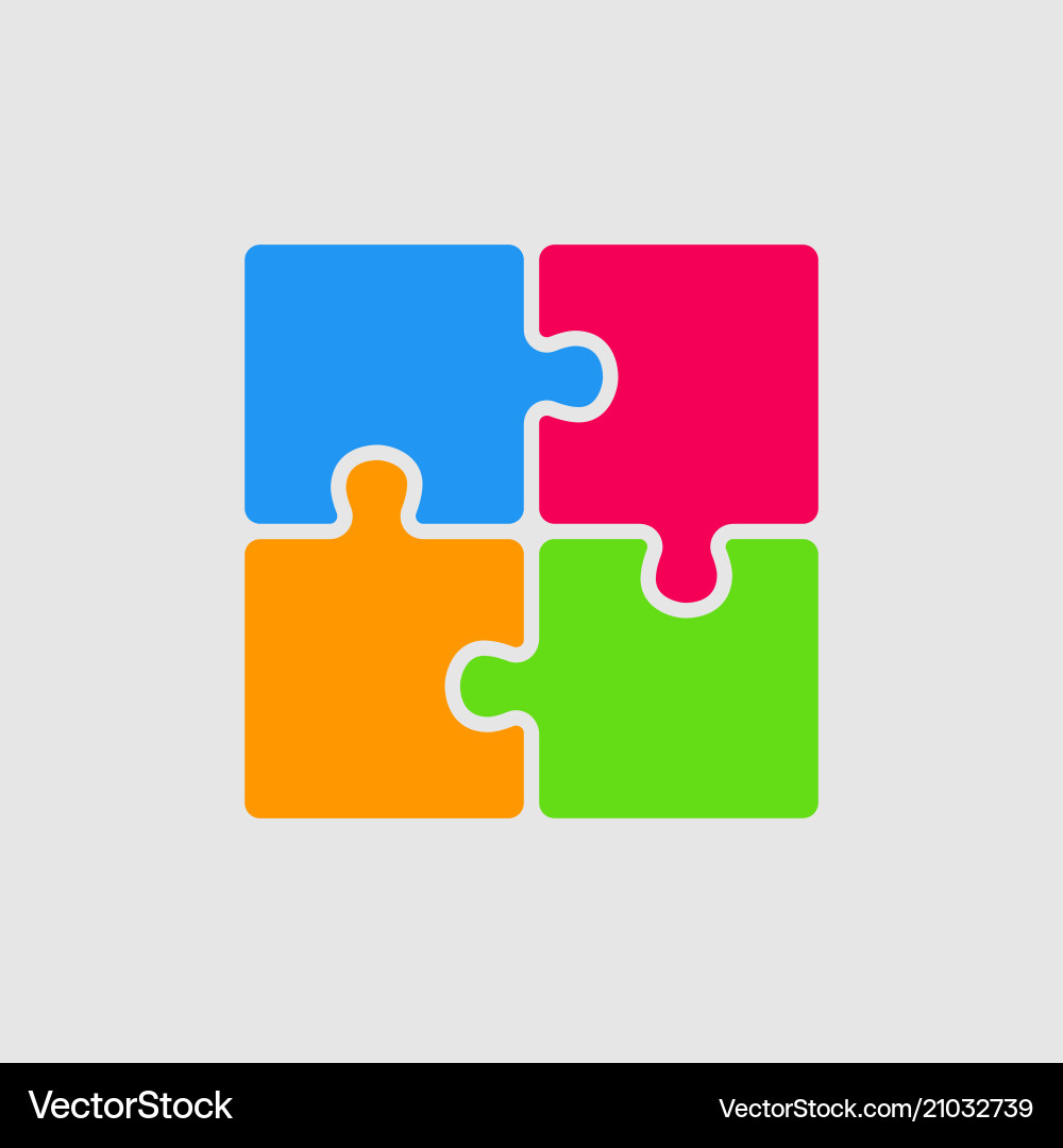 Puzzle Steps Diagram - Four Pieces Royalty Free Vector Image