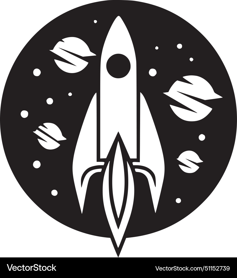 Rocket - black and white isolated icon Royalty Free Vector