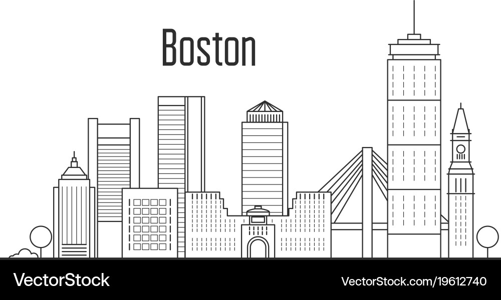 Boston city skyline - downtown cityscape Vector Image