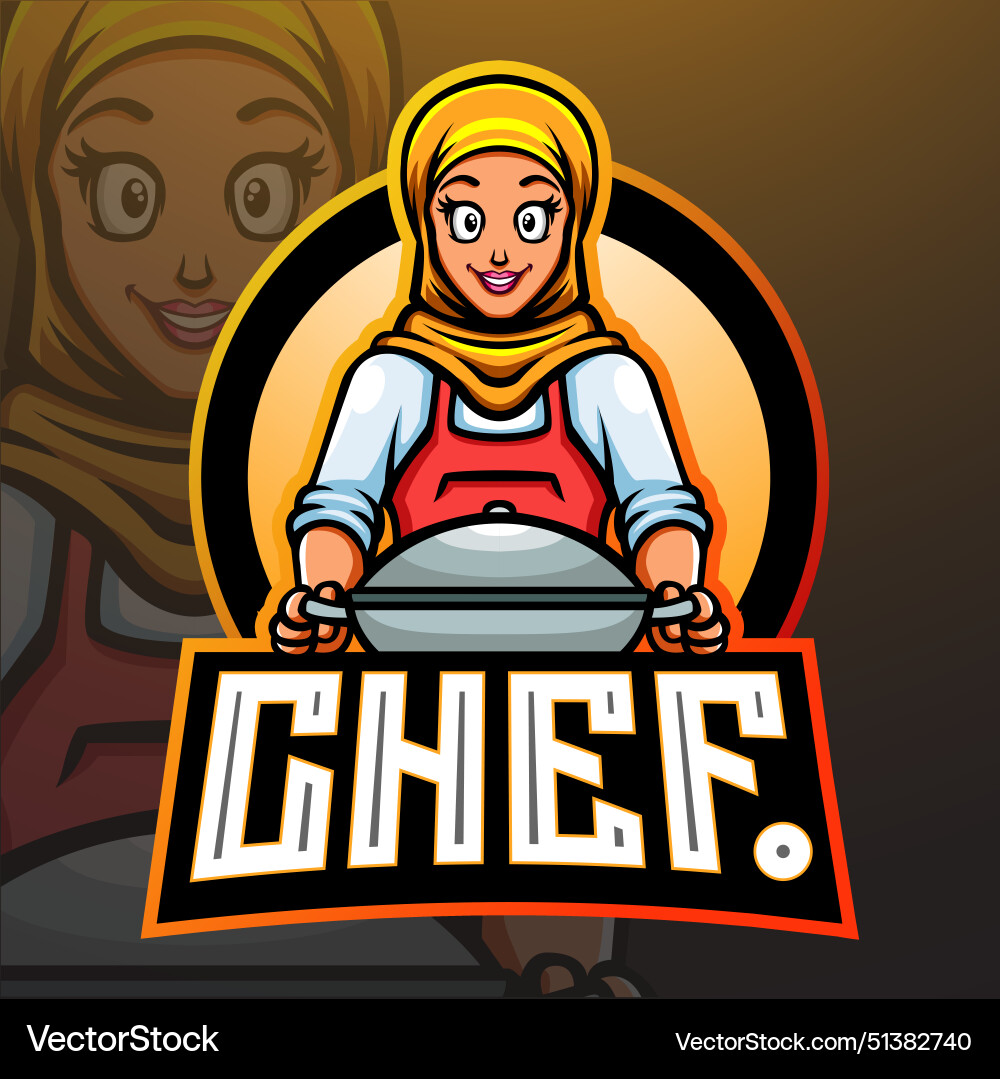 Chef mascot esport logo design Royalty Free Vector Image