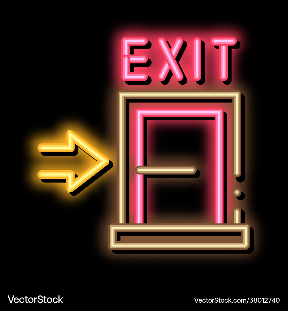 Fire-escape exit door neon glow icon Royalty Free Vector