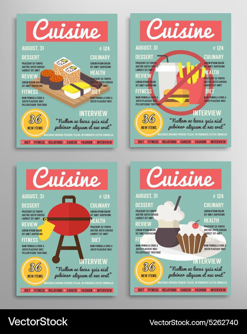 Food Magazine Cover Template Royalty Free Vector Image