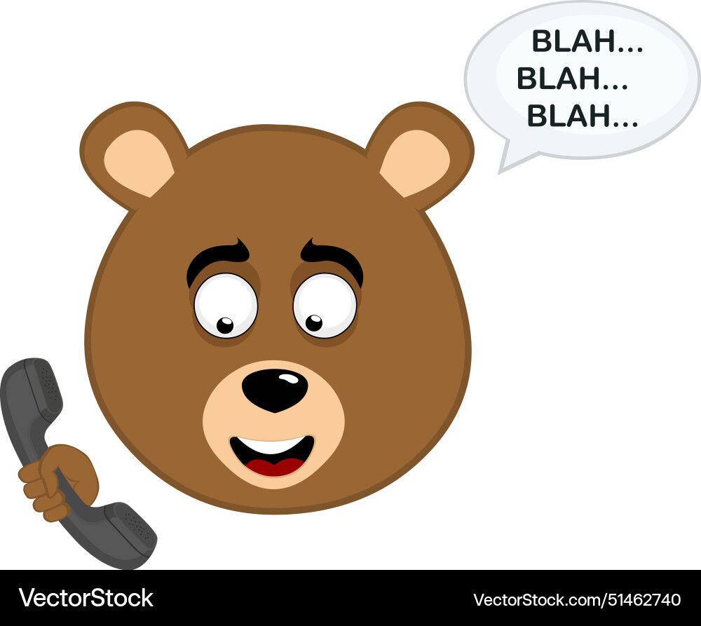 Head brown bear cartoon talking telephone Vector Image