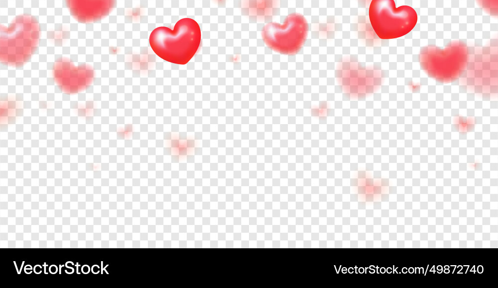 Hearts on transparent background flying Royalty Free Vector