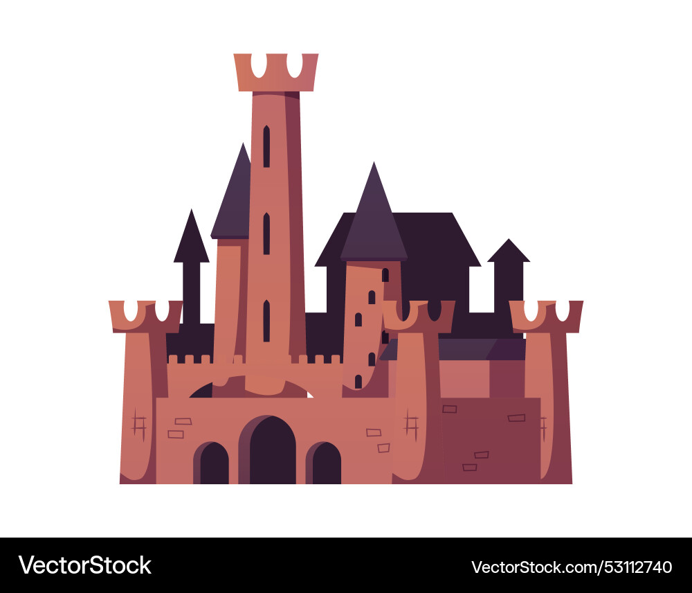 Medieval stone castle with towers Royalty Free Vector Image