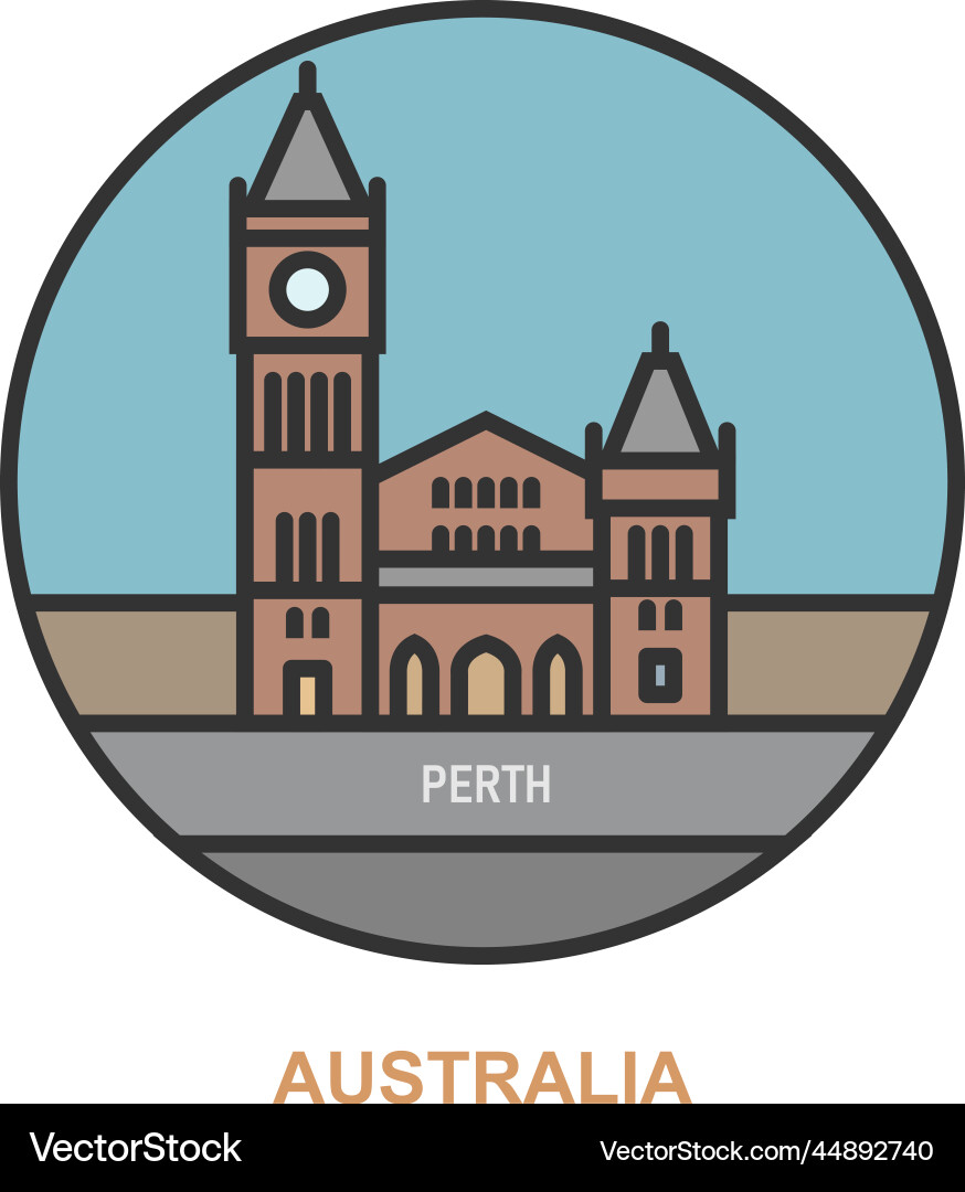 Perth sities and towns in australia Royalty Free Vector
