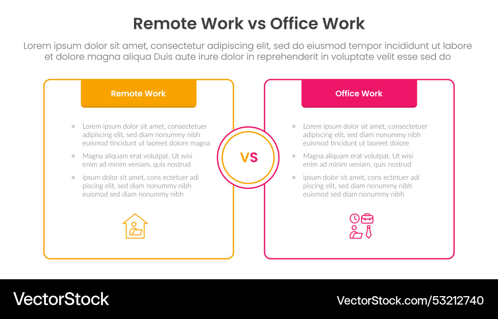 Remote work vs office comparison concept Vector Image