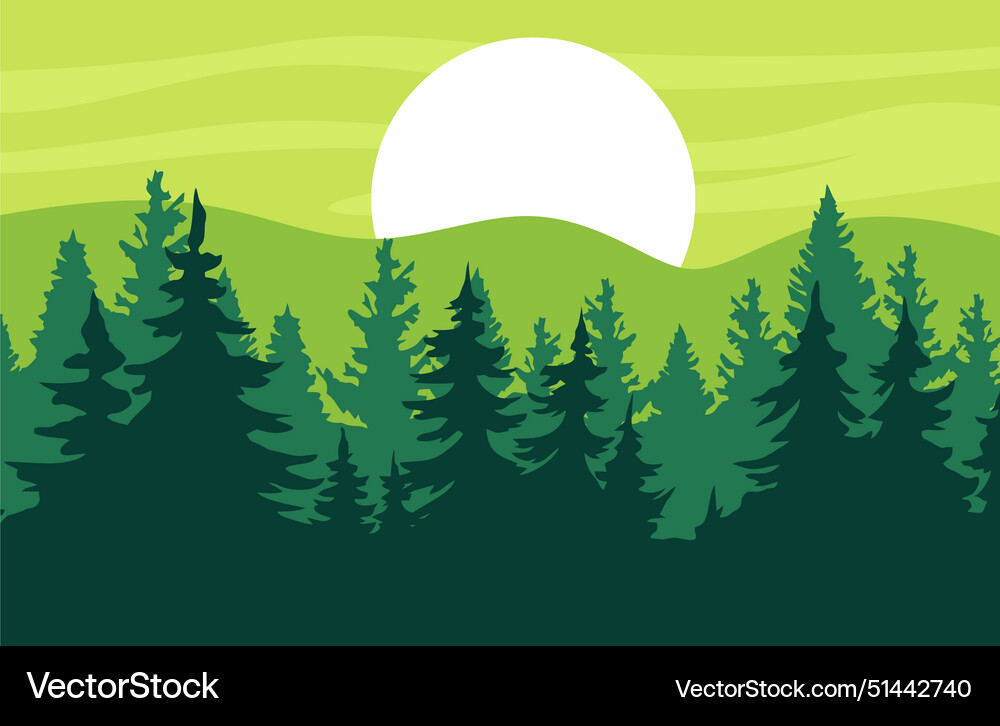 Silhouette of beautiful forest scenery Royalty Free Vector