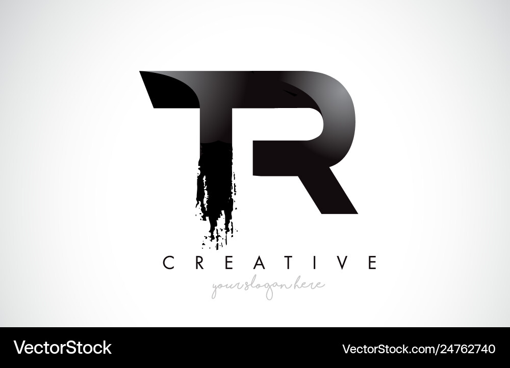 Tr letter design with brush stroke and modern 3d Vector Image