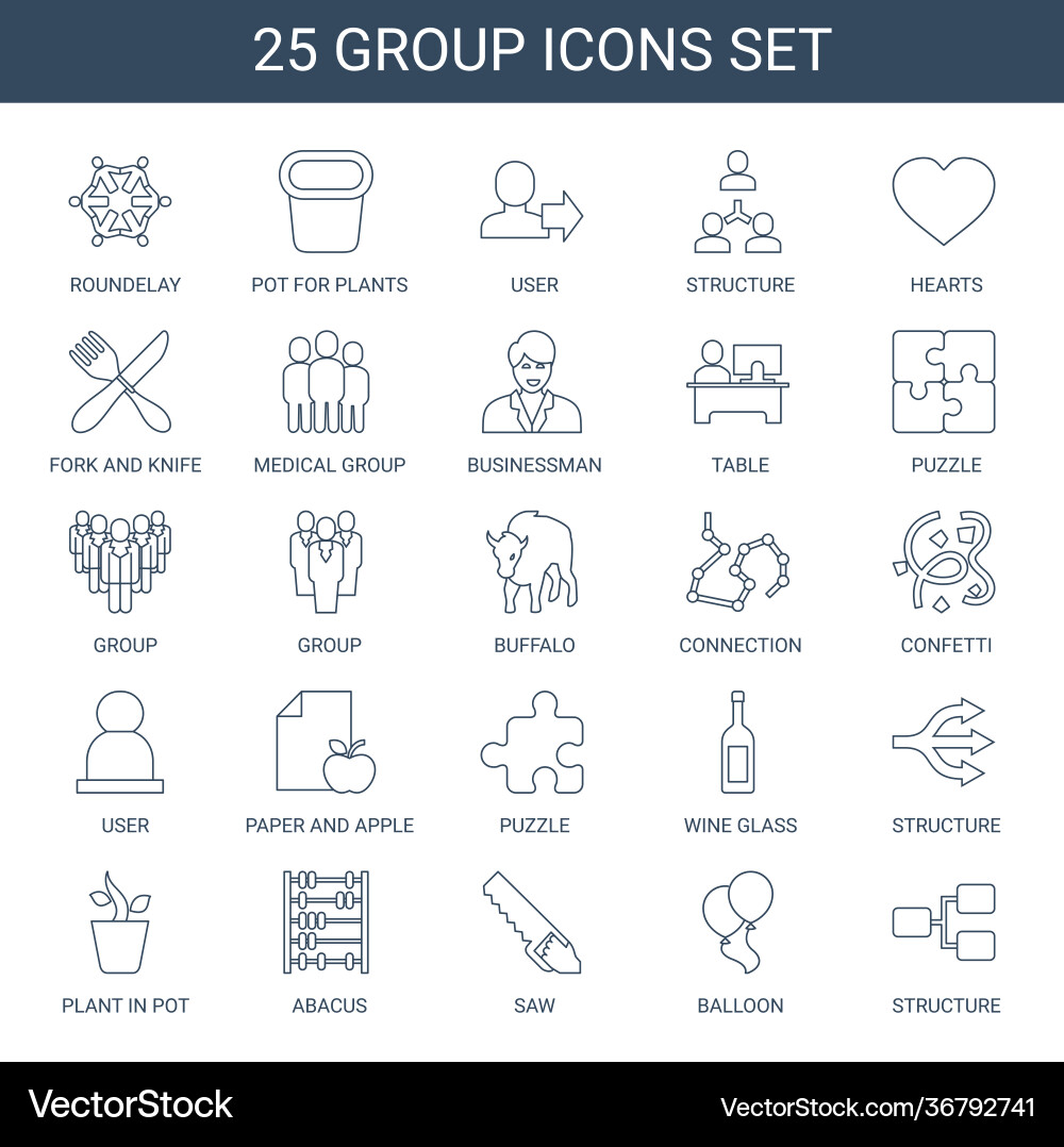 25 group icons Royalty Free Vector Image - VectorStock