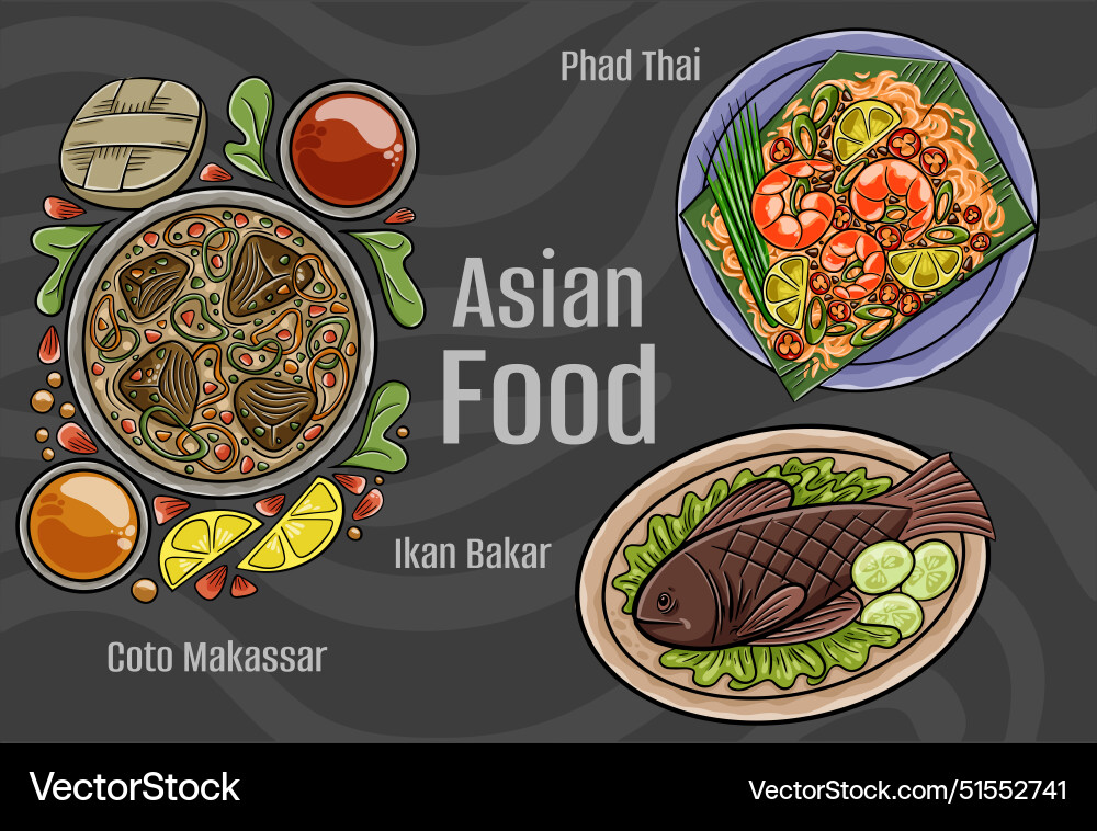 Asian food hand-drawn Royalty Free Vector Image