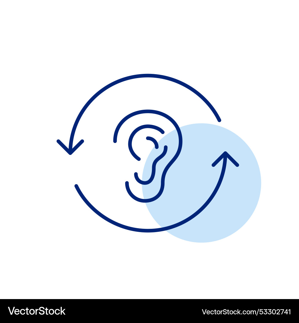 Ear in refresh arrows audio replay settings Vector Image