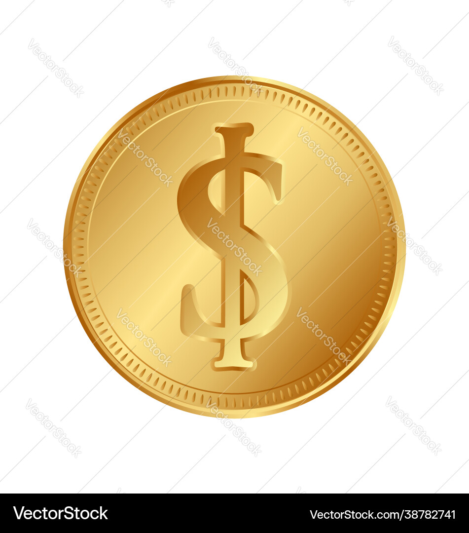 Gold dollar coin Royalty Free Vector Image - VectorStock