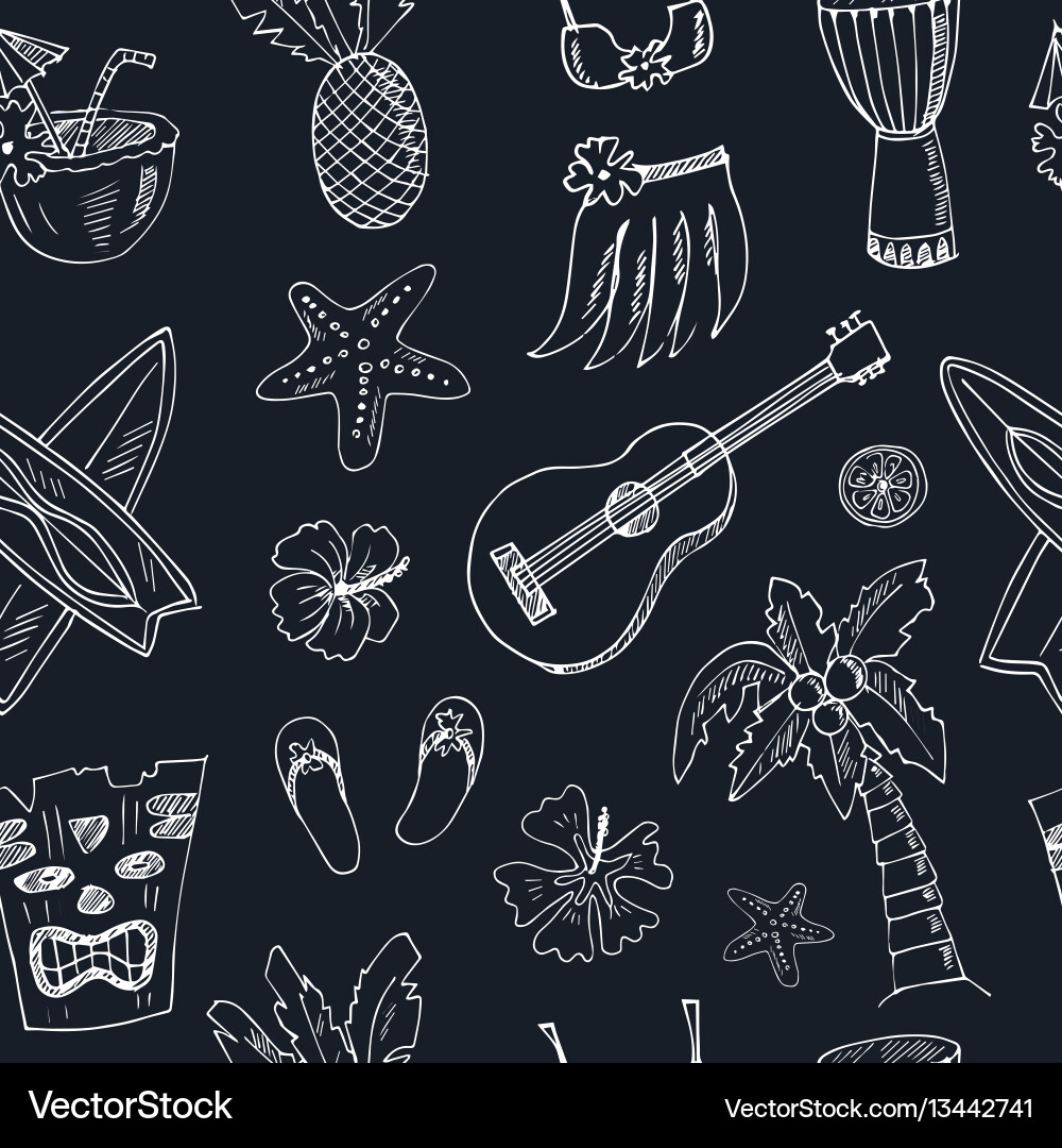 Hawaii seamless pattern including hula skirt Vector Image