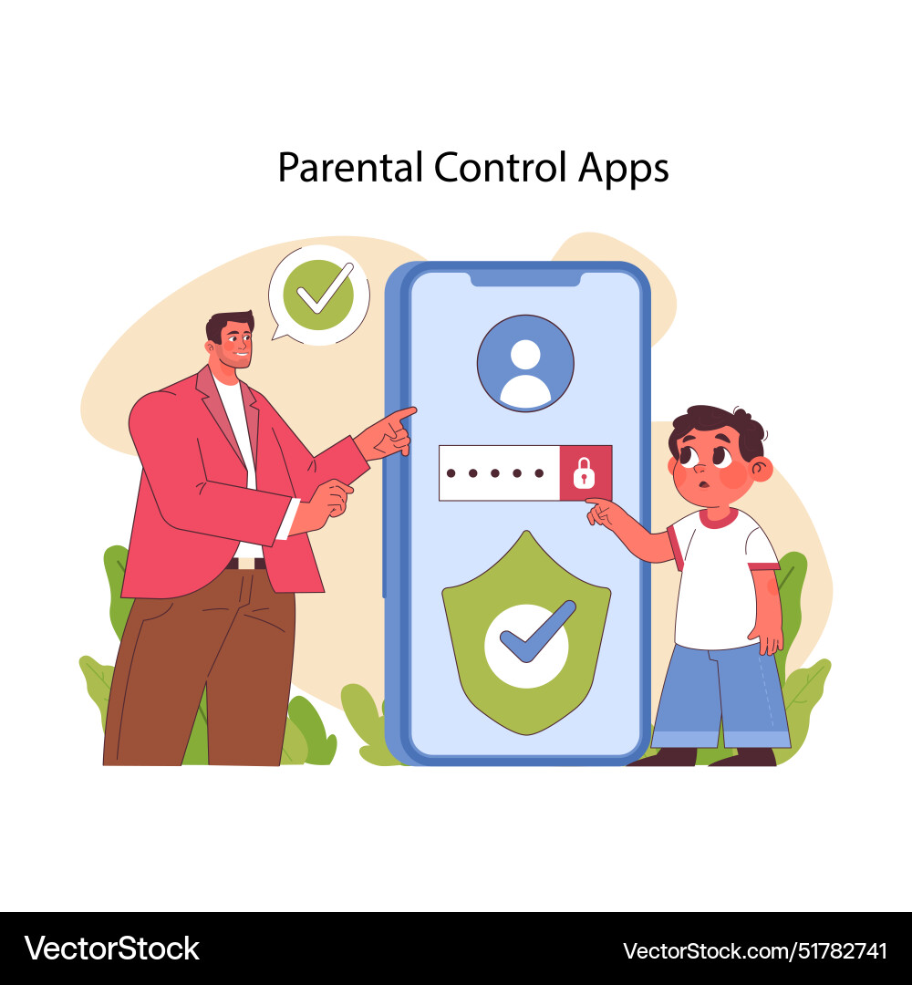 Parental control apps concept flat Royalty Free Vector Image