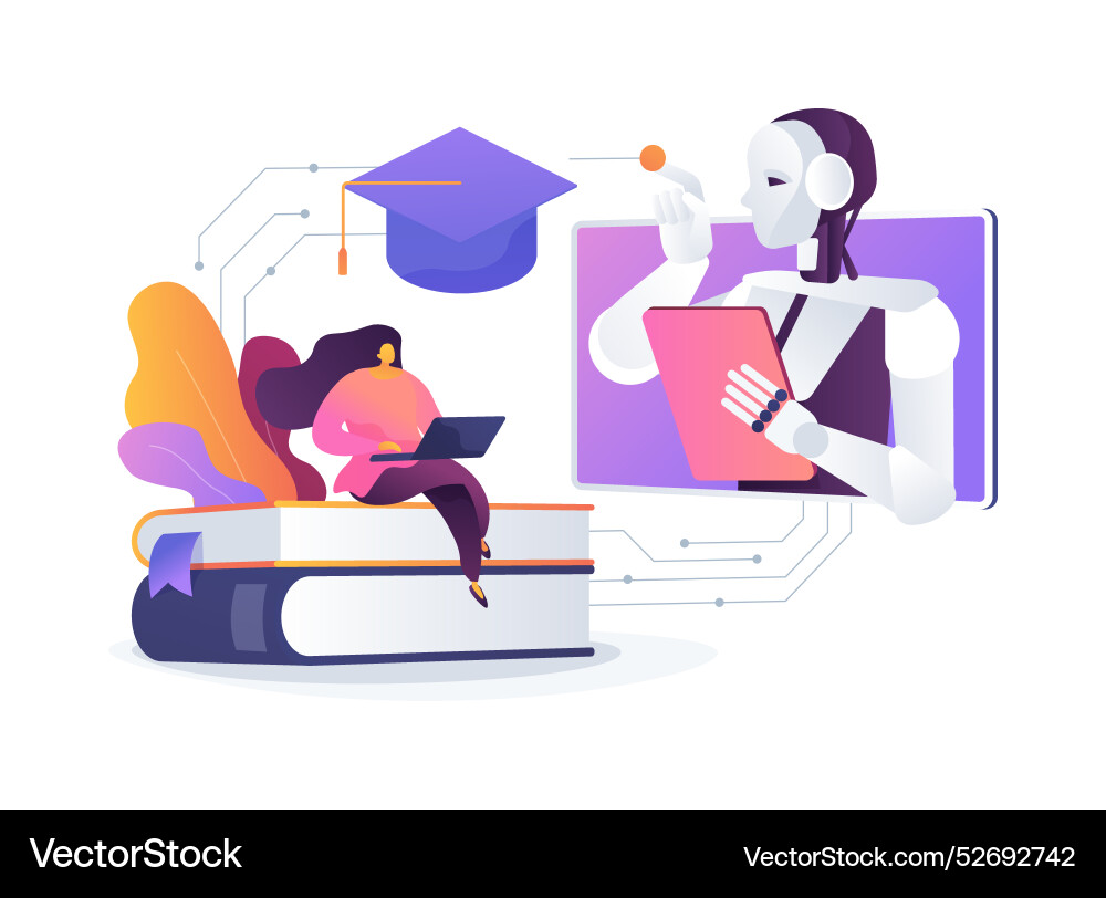 Ai-powered virtual tutors abstract concept Vector Image