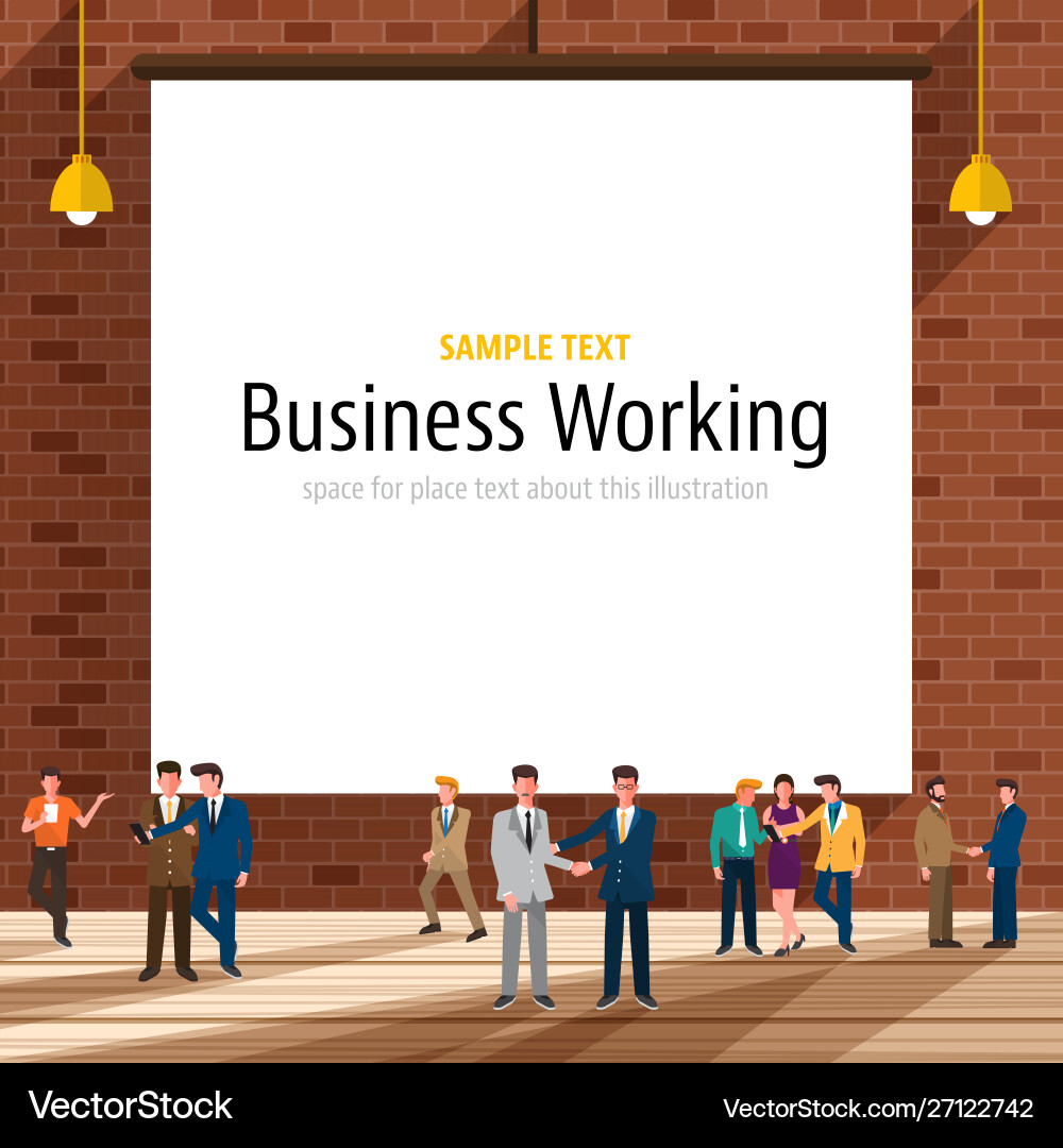 Business people with brick wall on backgroundwhite
