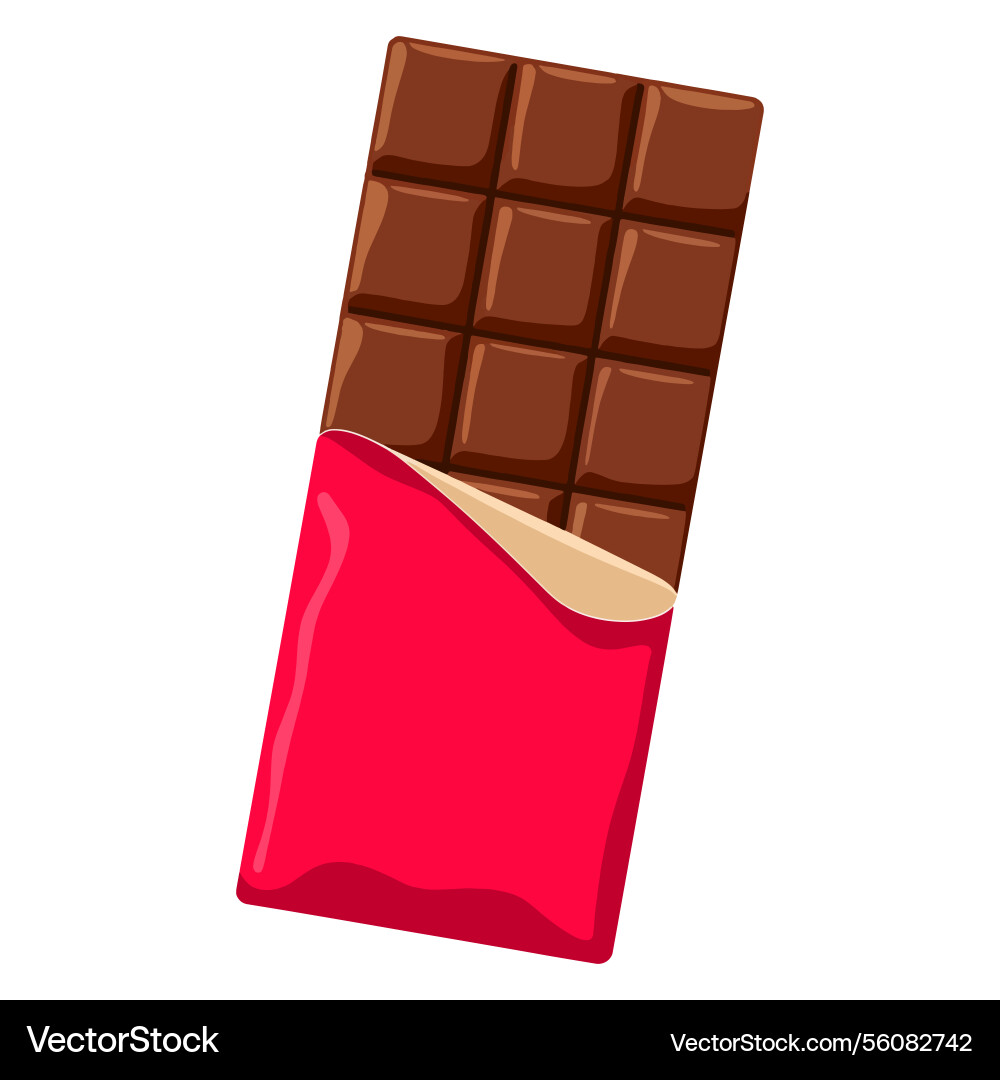 Chocolate bar icon in flat design simple Vector Image