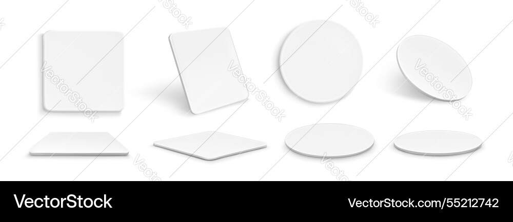 Drink coasters mockup set Royalty Free Vector Image