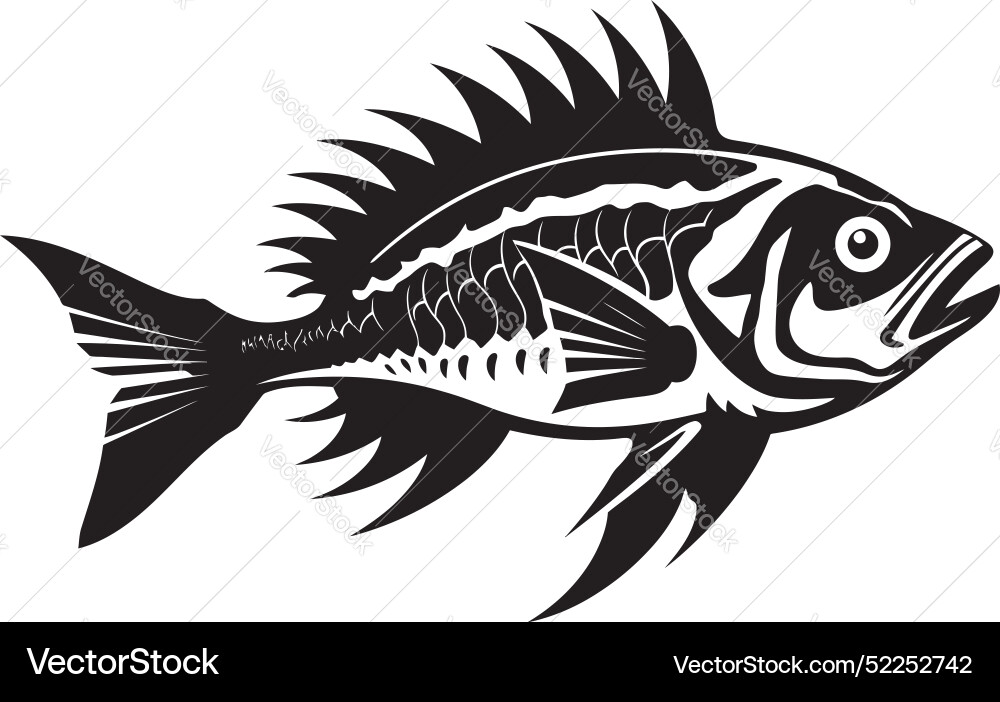 Eerie exoskeleton black iconic predator fish Vector Image