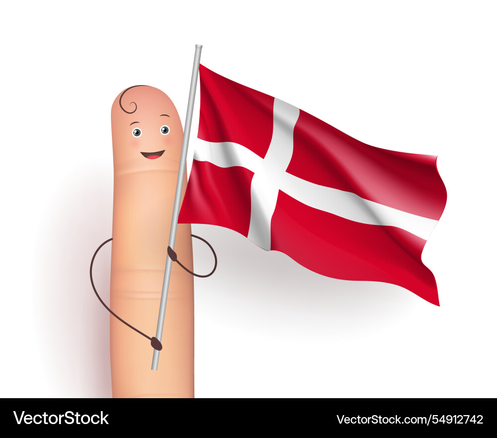 Finger with denmark waving flag Royalty Free Vector Image