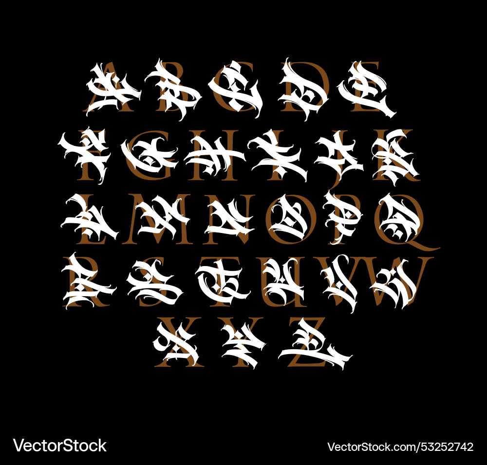 Graffiti style alphabet letters tags Royalty Free Vector