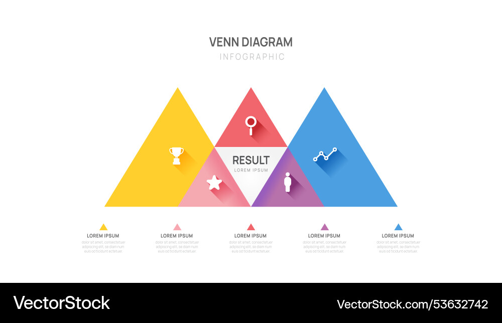 Infographic venn diagram triangle chart template Vector Image