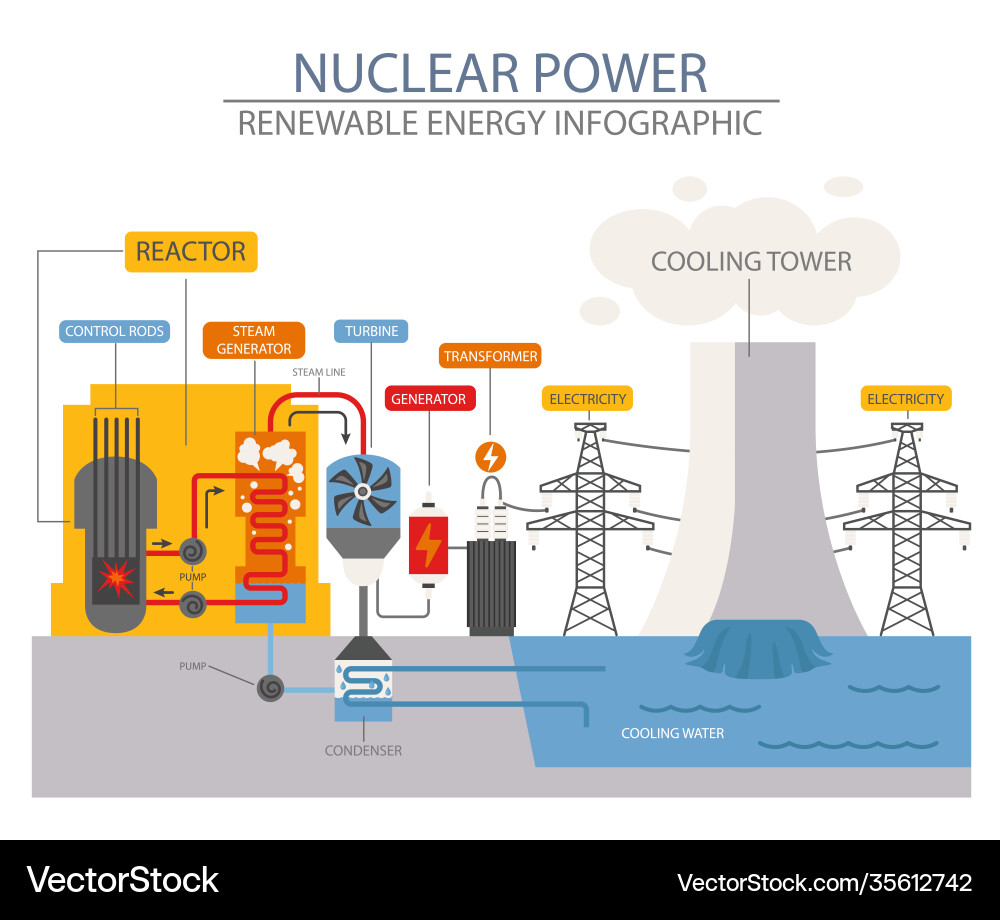Renewable energy infographic nuclear power Vector Image