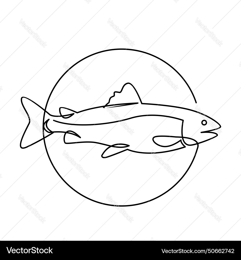 Salmon fish single continuous Royalty Free Vector Image
