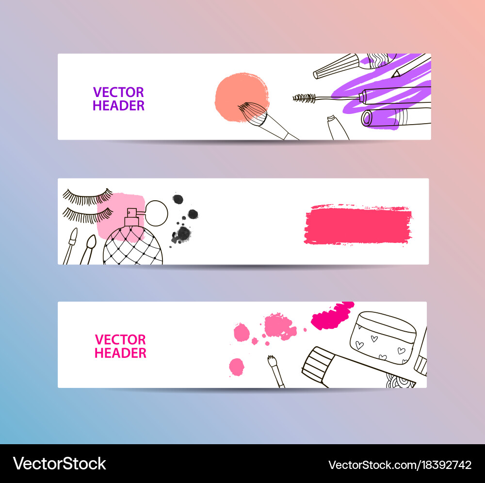Set of cosmetics banners horizontal Royalty Free Vector