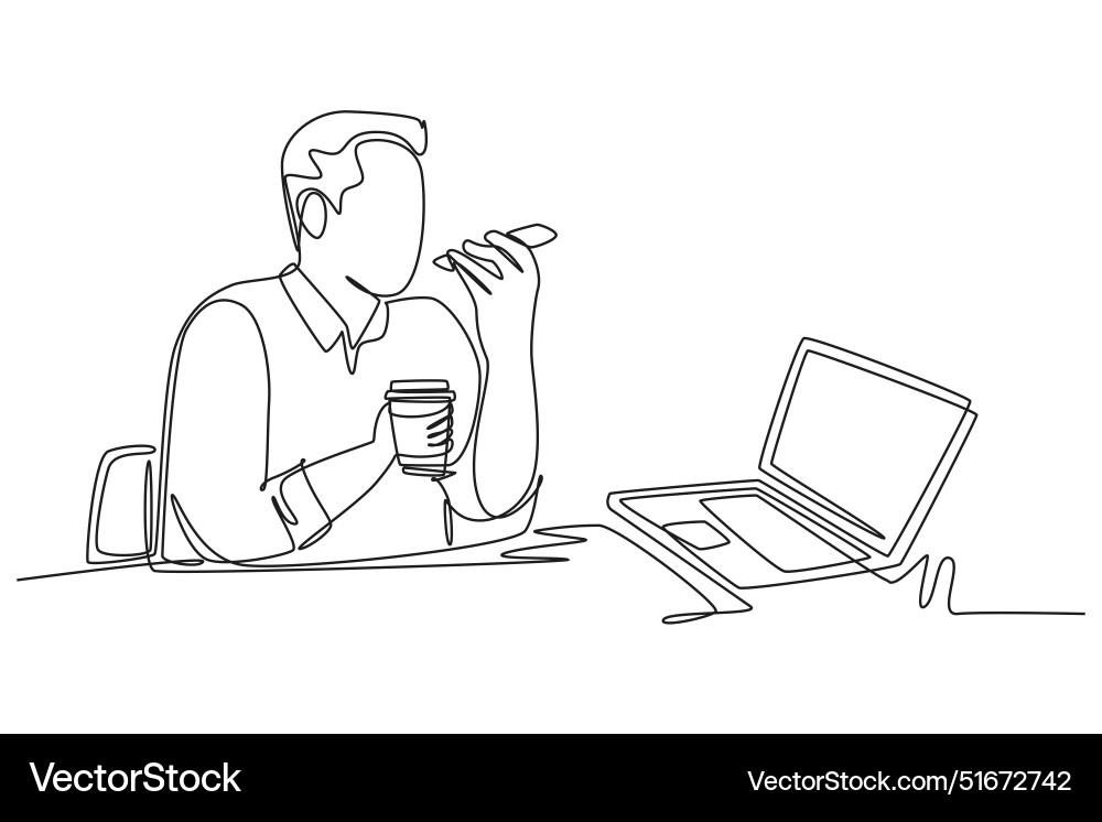 Single continuous line drawing young male Vector Image