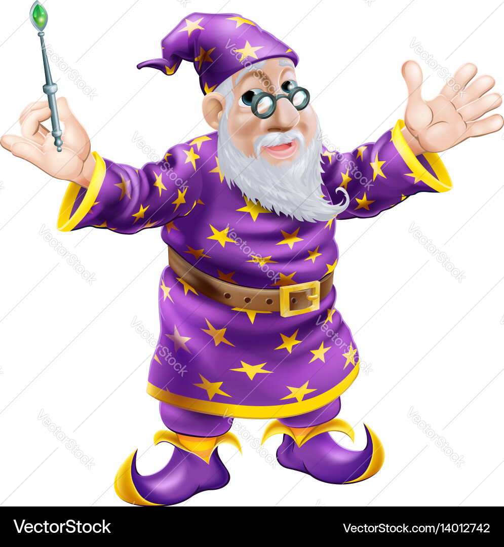 Wizard with wand Royalty Free Vector Image - VectorStock
