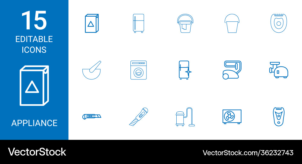 15 appliance icons Royalty Free Vector Image - VectorStock