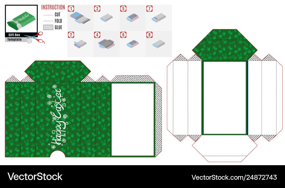 Green paper box template gift wrap Royalty Free Vector Image