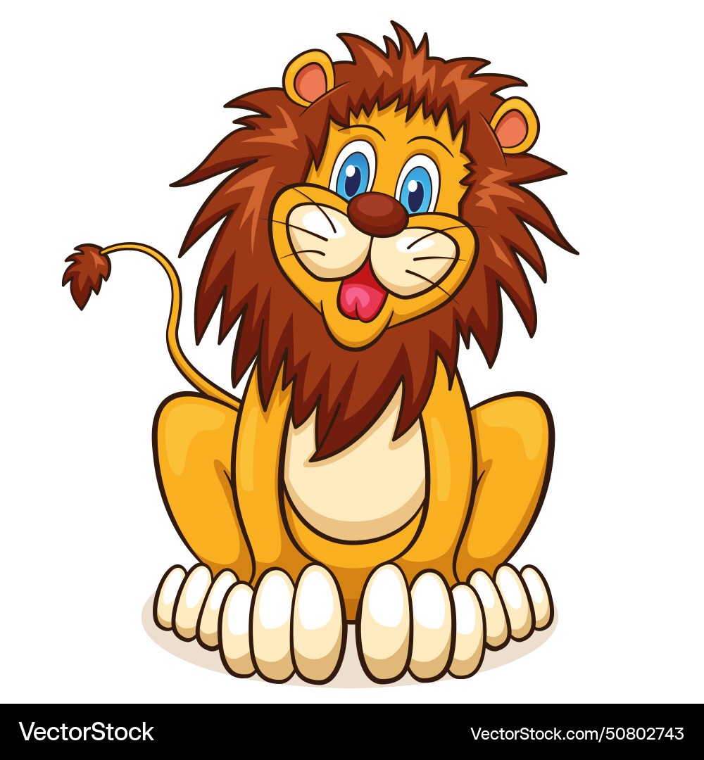Lion cartoon on white background Royalty Free Vector Image
