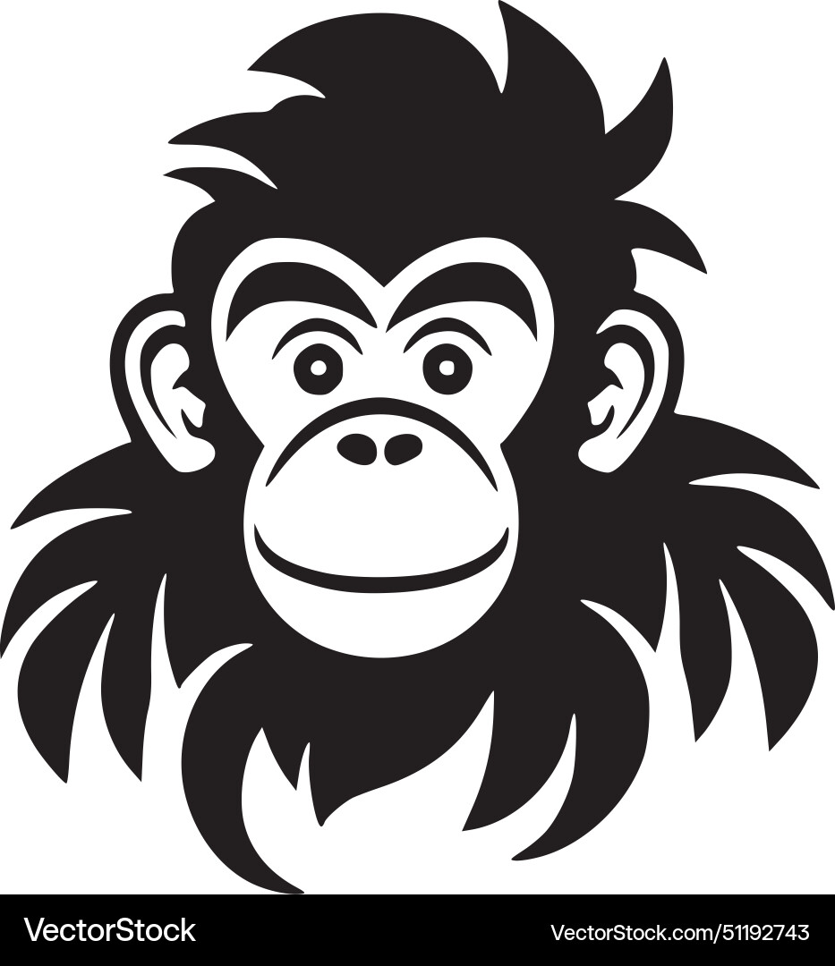 Monkey - black and white Royalty Free Vector Image