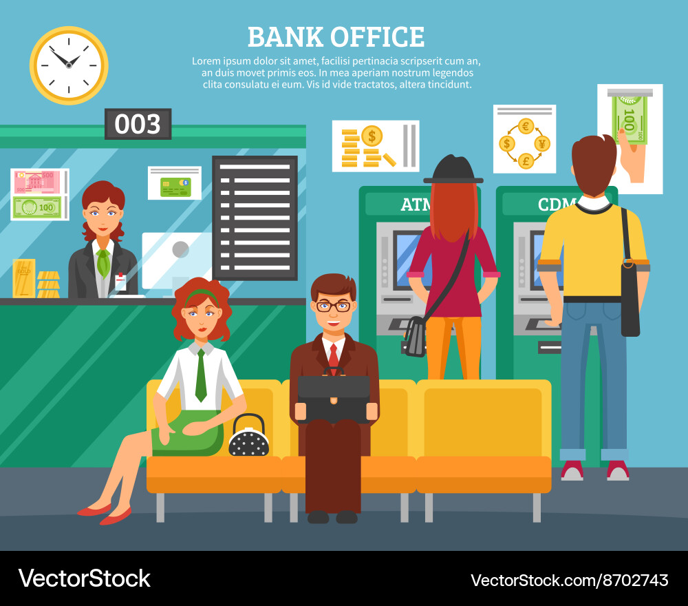 People inside bank office design concept Vector Image
