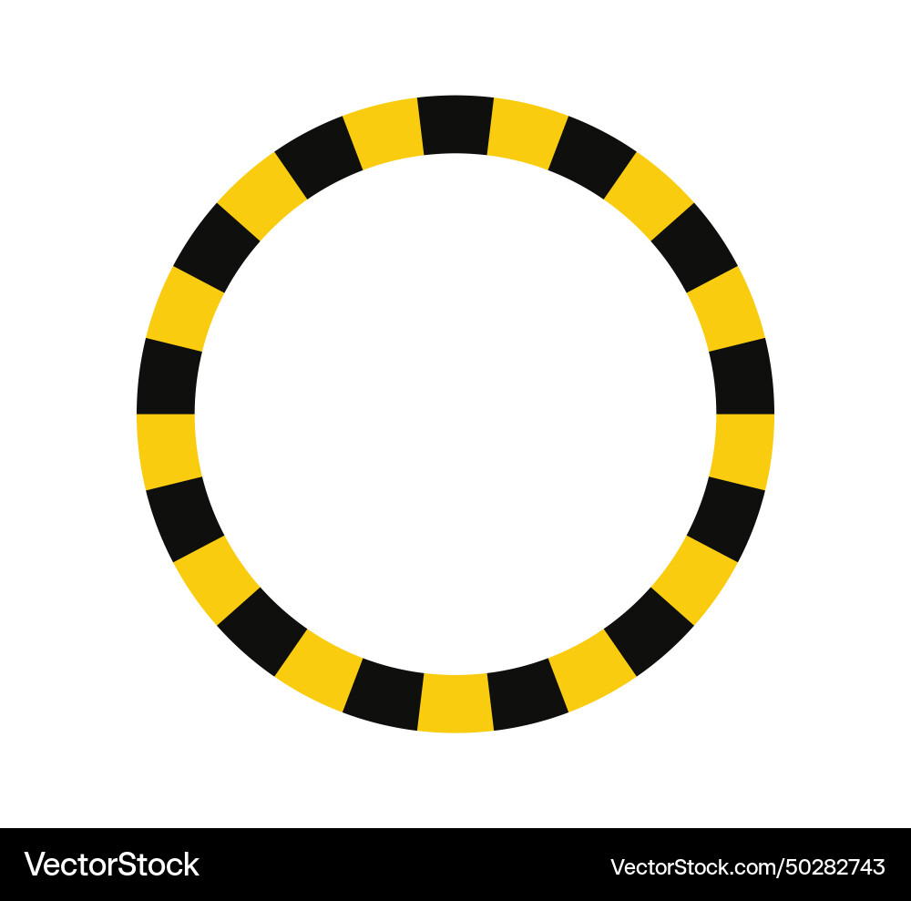 Warning circle frame with yellow black tape Vector Image