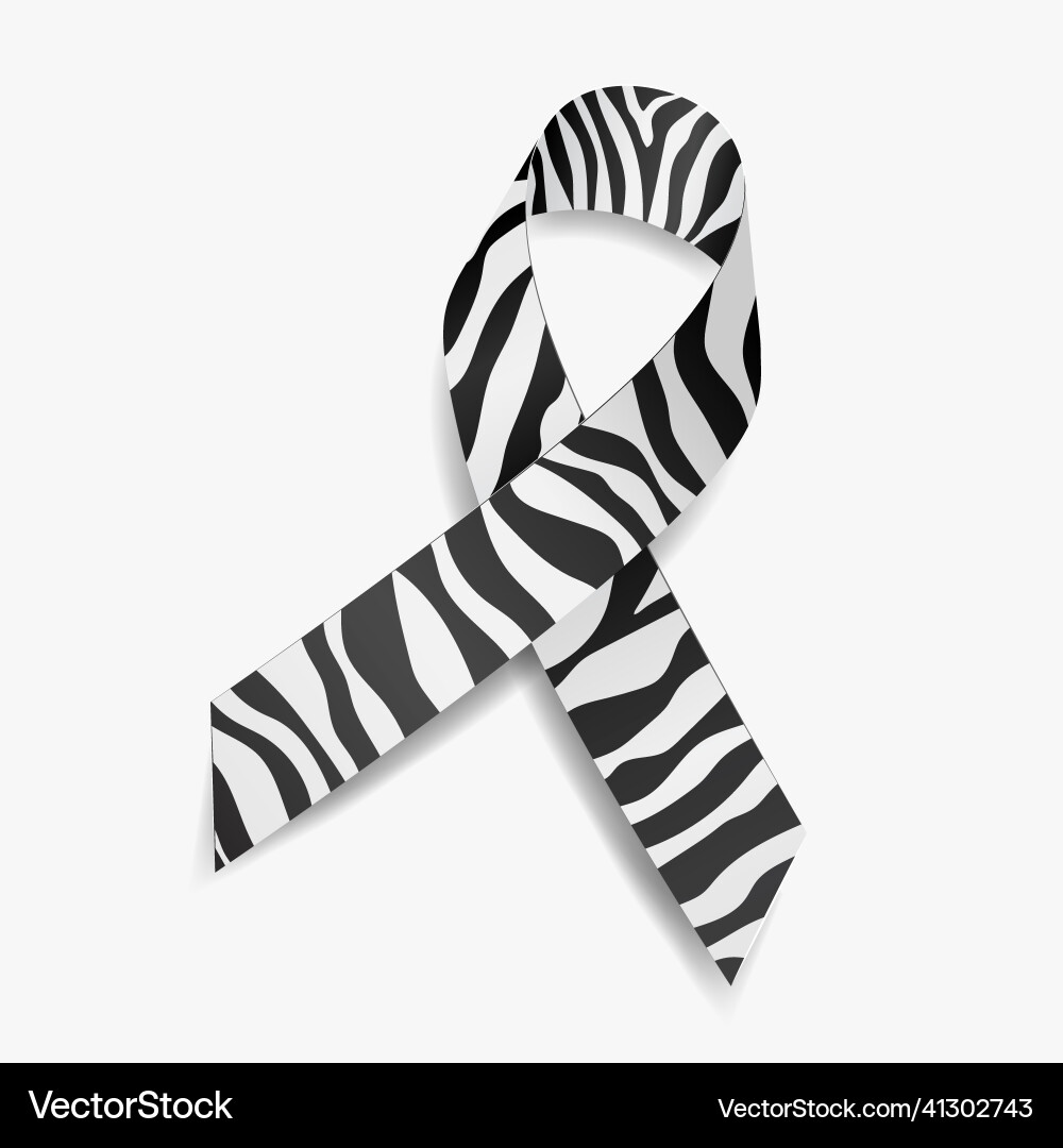 Zebra Ribbon Awareness Royalty Free Vector Image