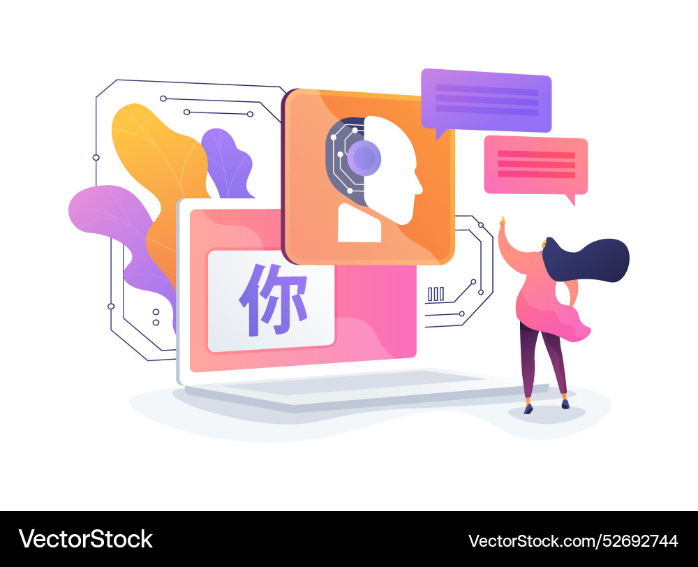 Ai-backed language translation abstract concept Vector Image