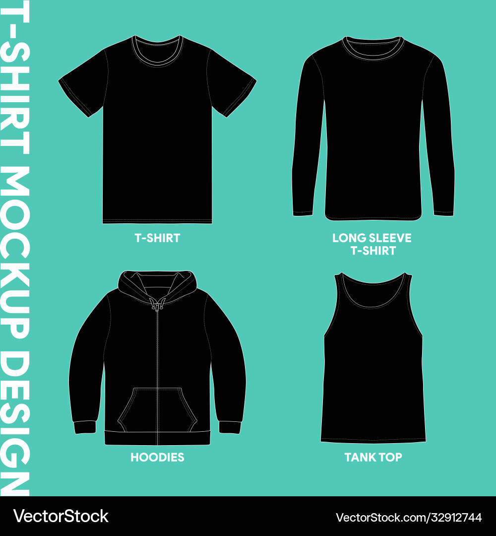 Black t-shirt template mix 02 Royalty Free Vector Image