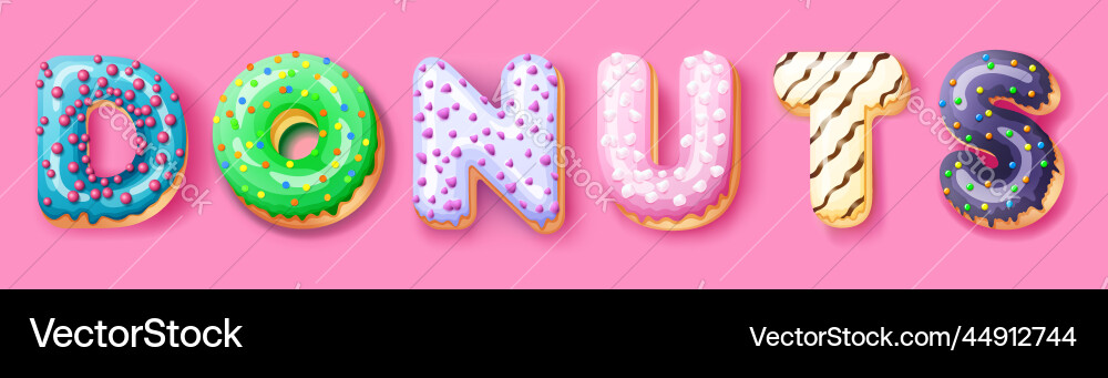 Donuts sign icing upper latters of bakery Vector Image