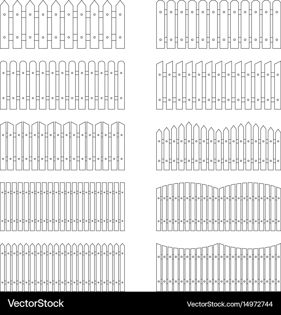 Fence Outlines Collection Royalty Free Vector Image