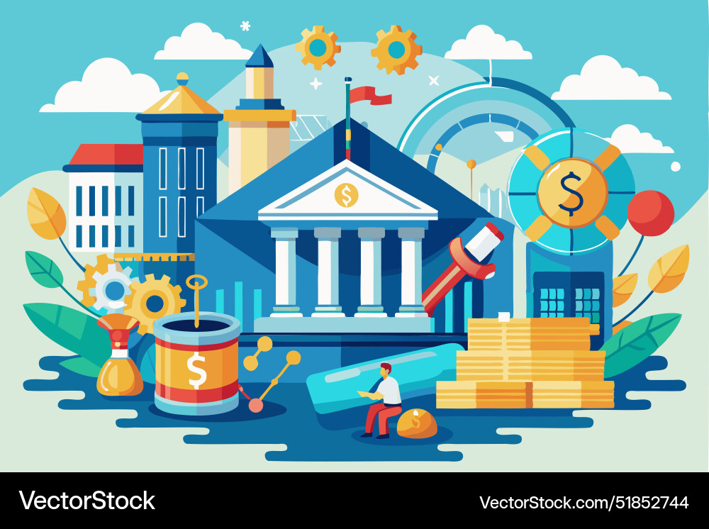 Financial system dynamics economic stimulus Vector Image