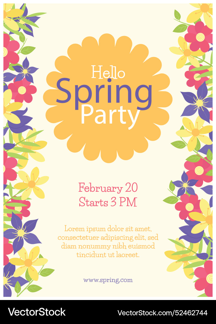 Hand drawn spring poster template with colorful Vector Image