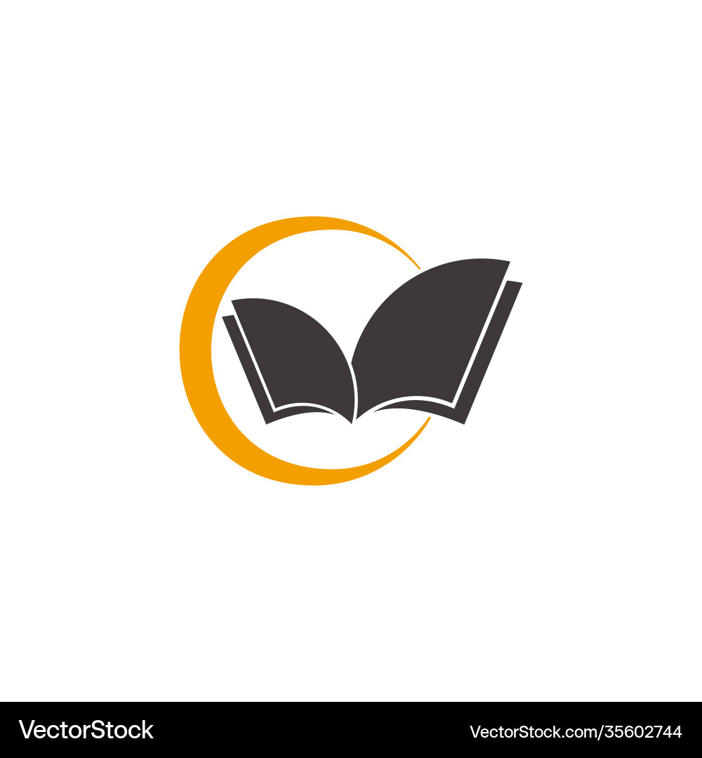Moon circle books design educative symbol logo Vector Image